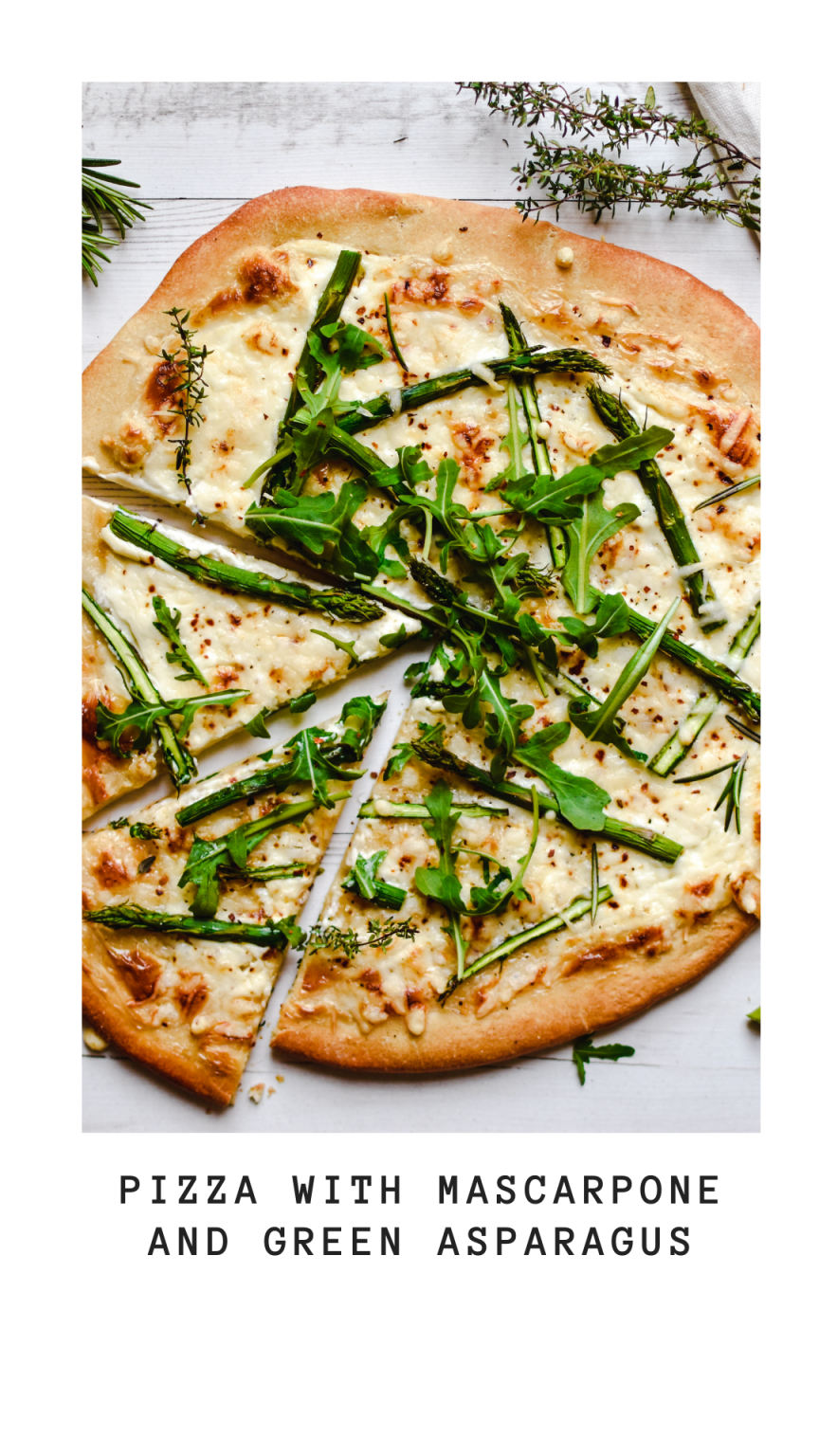 Pizza with mascarpone and green asparagus - Anne Travel Foodie