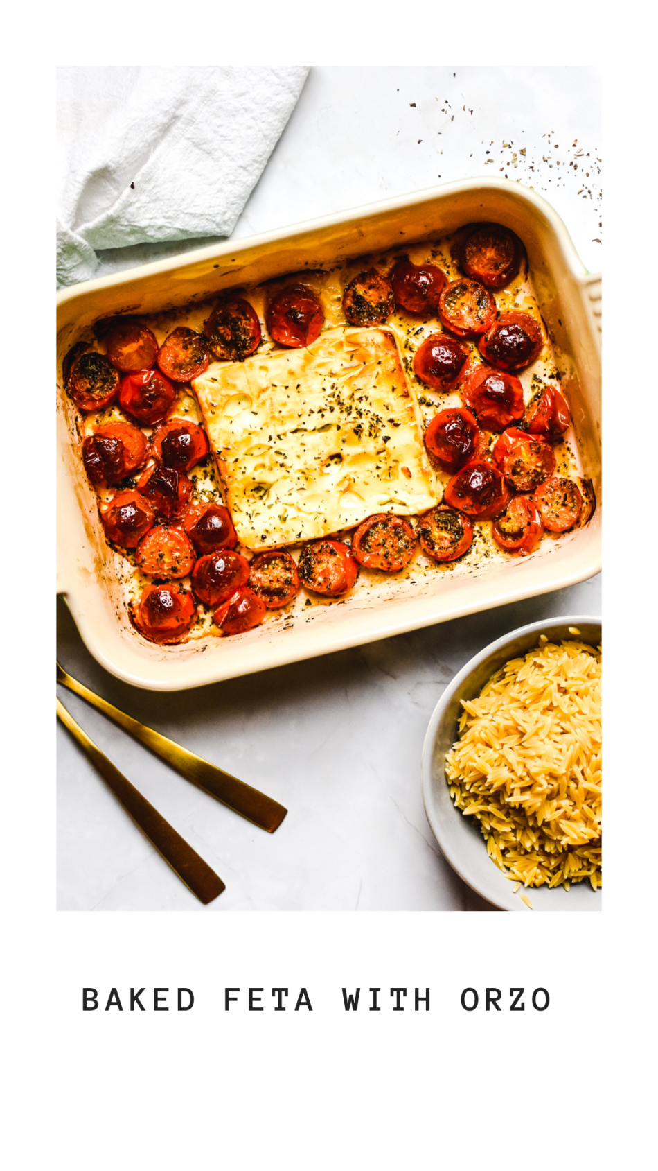 Baked Feta with Orzo - Anne Travel Foodie