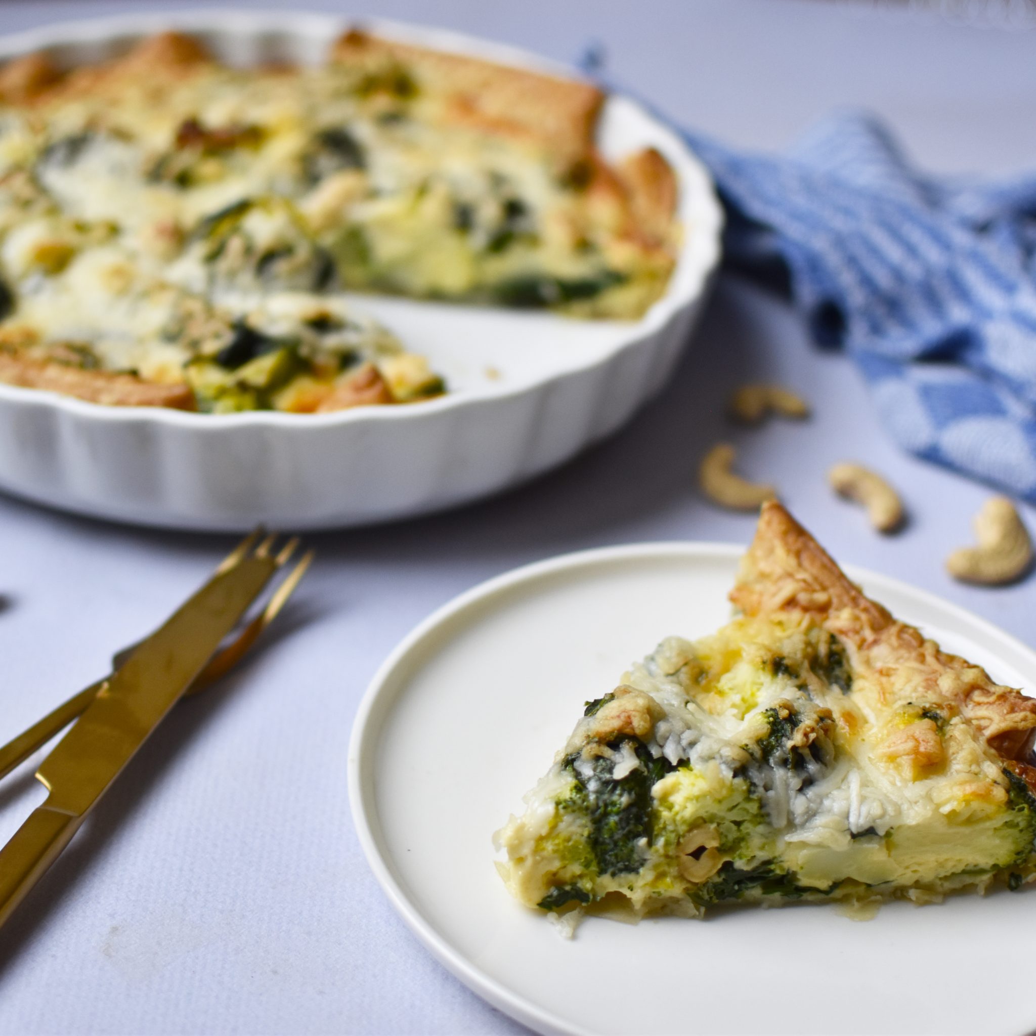 Vegetarian Broccoli Spinach Quiche - Anne Travel Foodie